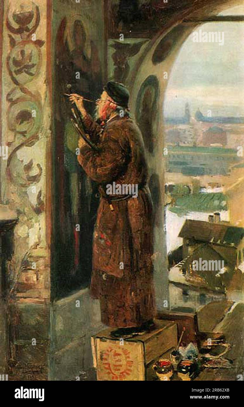 Iconographer 1891 by Vladimir Makovsky Stock Photo - Alamy