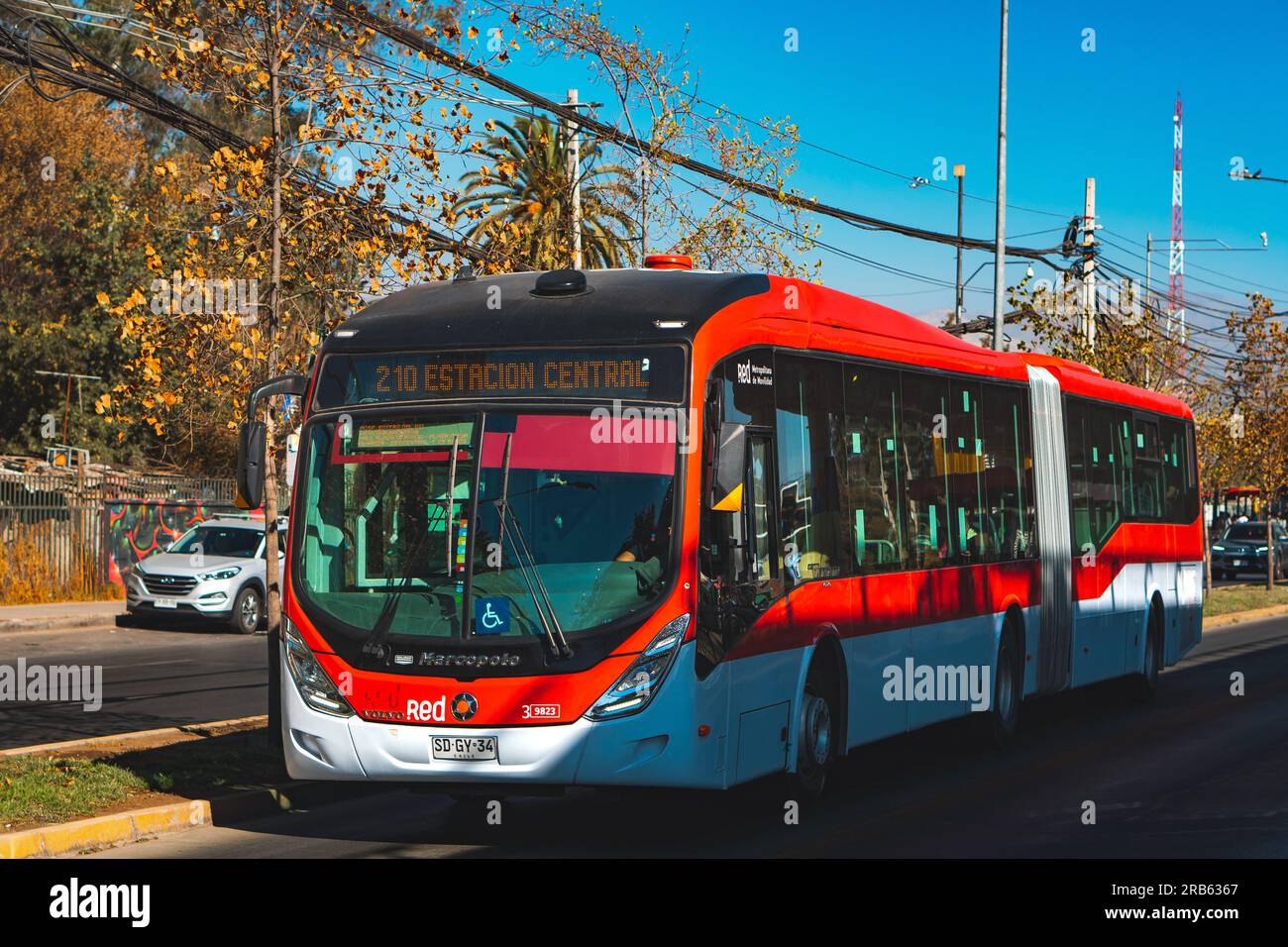 Santiago, Chile - March 16 2023: A public transport Transantiago, or ...