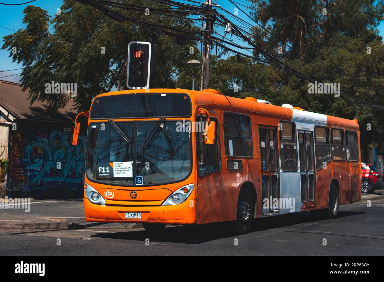 Santiago, Chile - March 16 2023: A public transport Transantiago, or ...