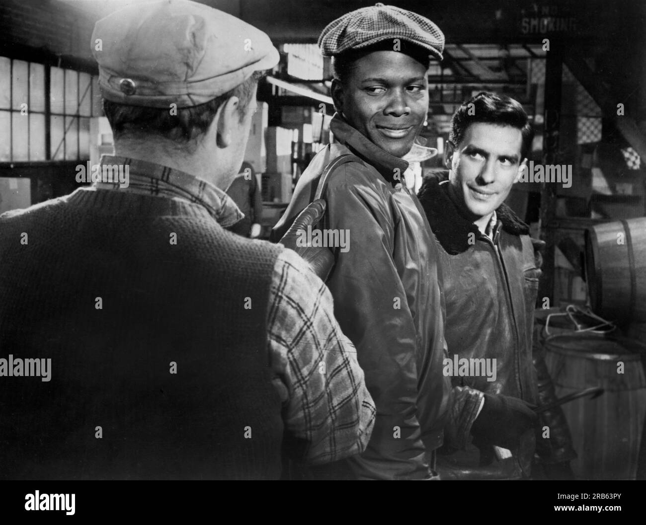 Sidney Poitier (center), John Cassavetes (right), on-set of the Film ...