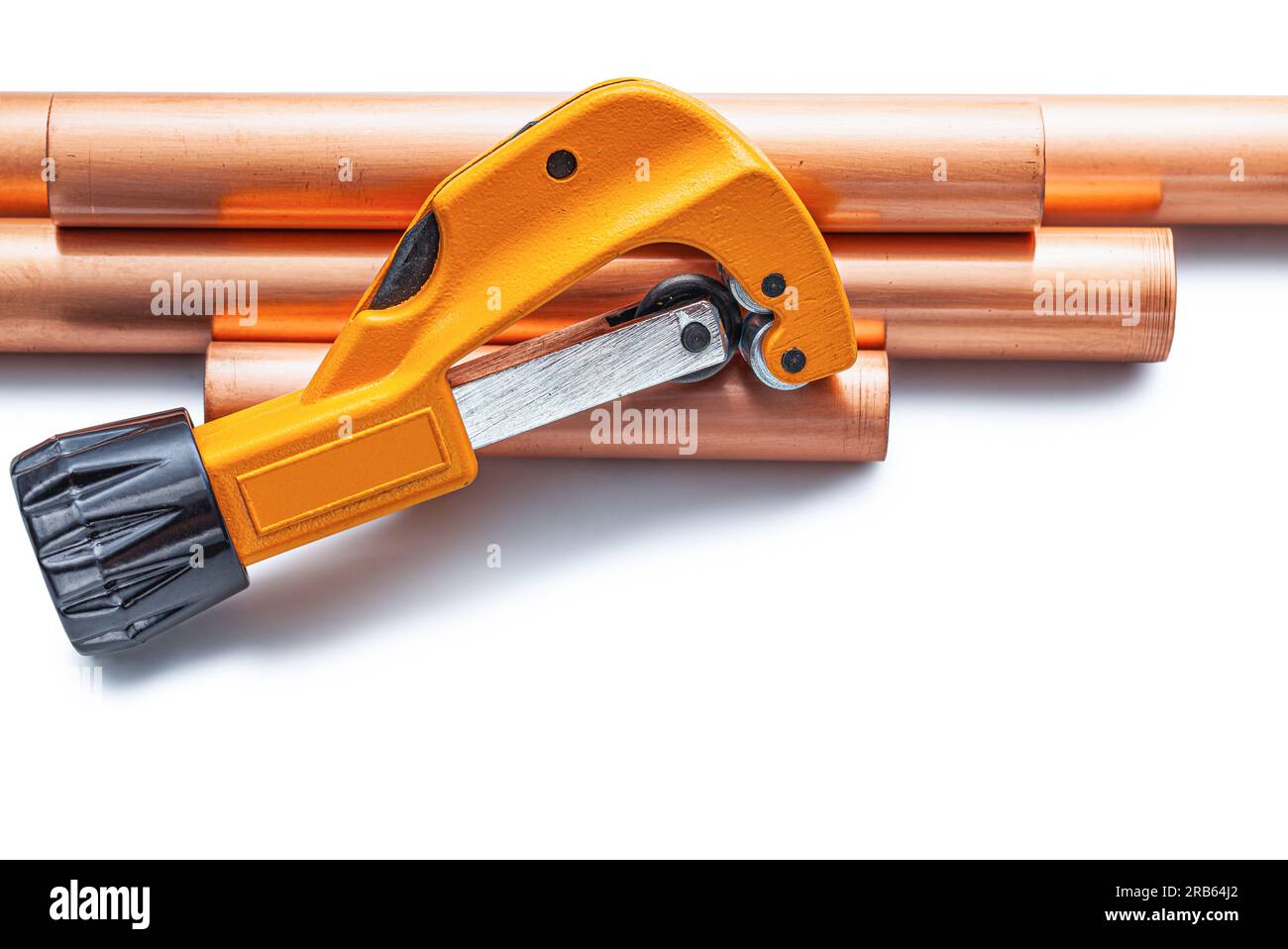 Pipecutter And Copper Pipe Isolated On White Stock Photo - Alamy