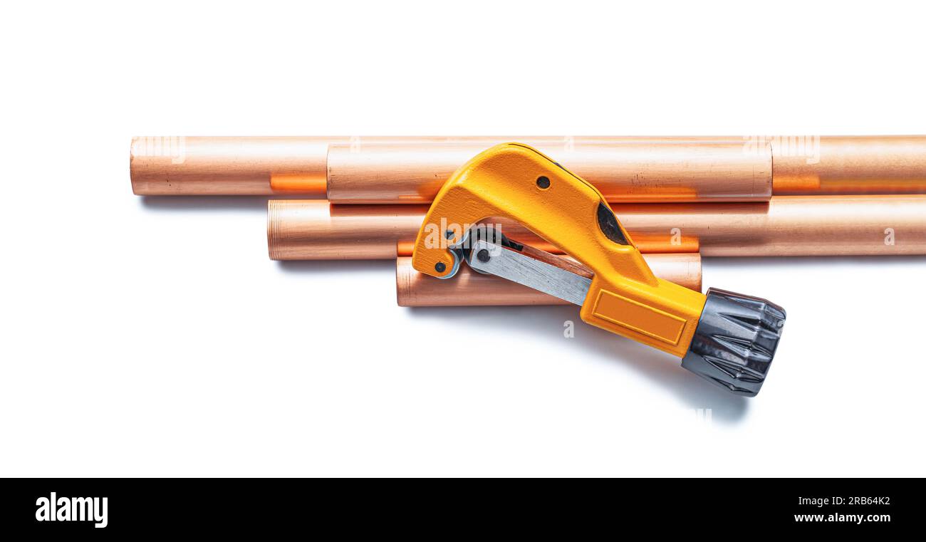 Plumber installing copper pipes hi-res stock photography and images - Alamy