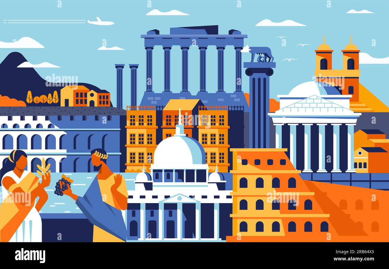 Old buildings of rome Stock Vector Images - Alamy