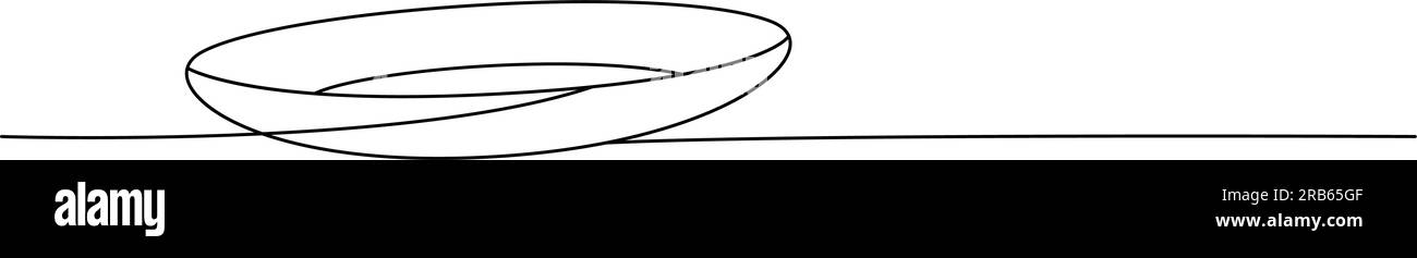 Food plate one line continuous drawing. Kitchen tools continuous one ...