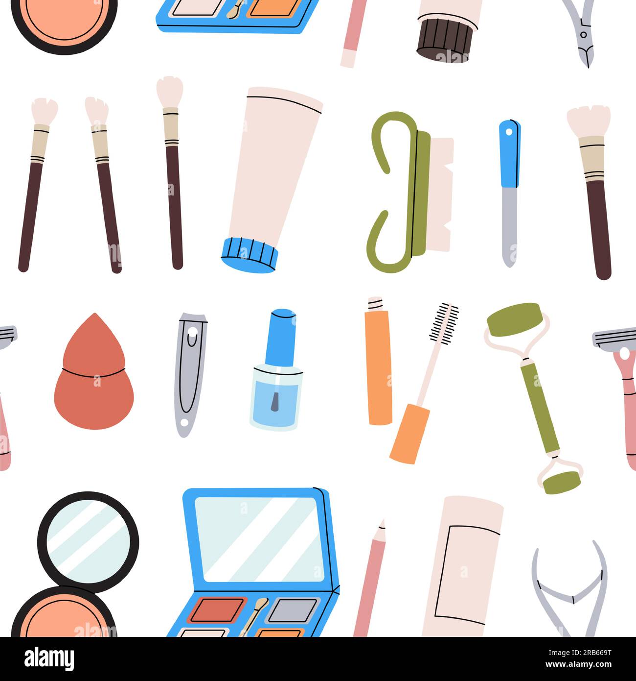 Beauty salon pattern. Makeup seamless background. Beauty salon tools ...