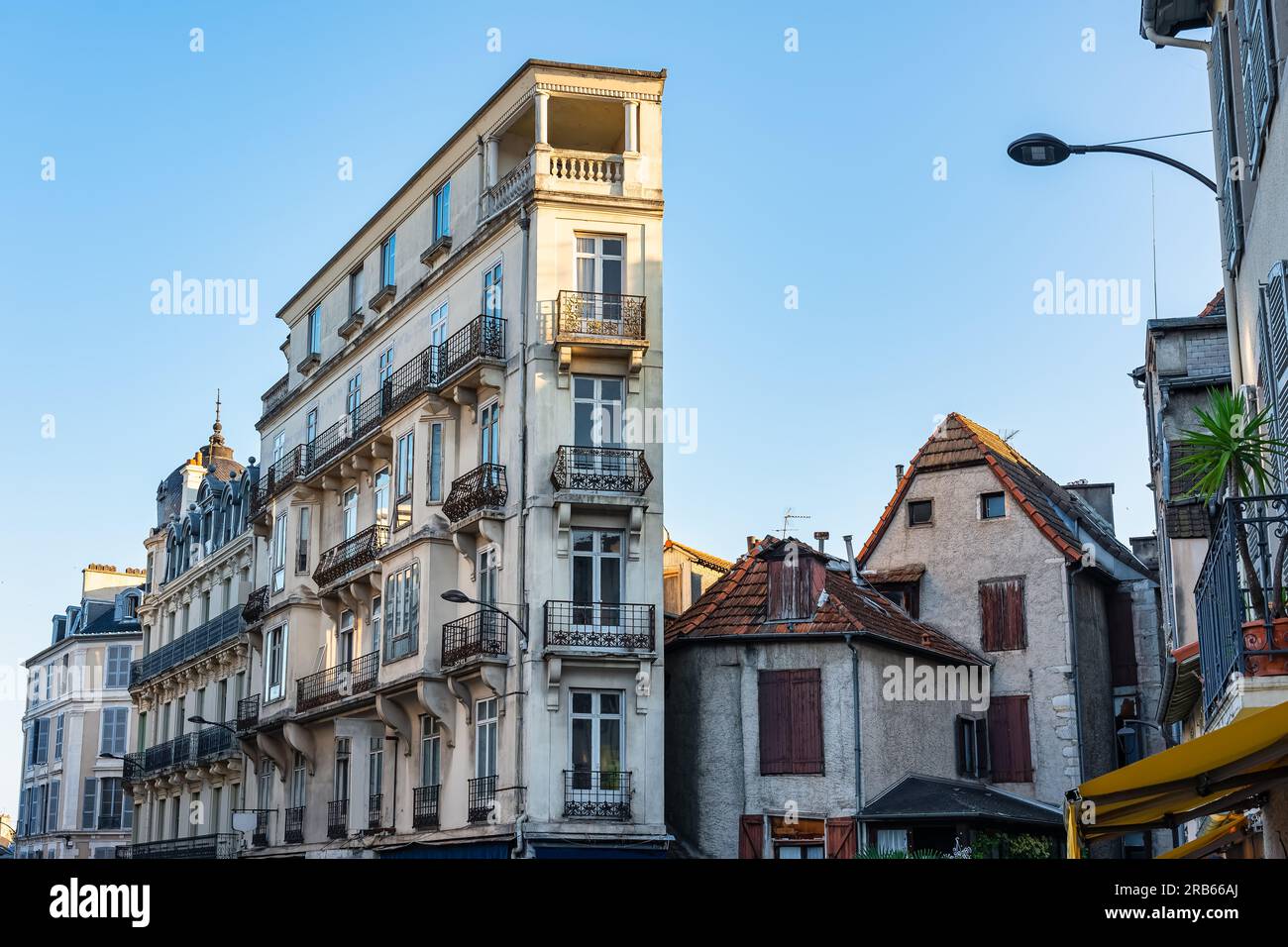 Narrow and ancient buildings in the historic center of the monumental ...