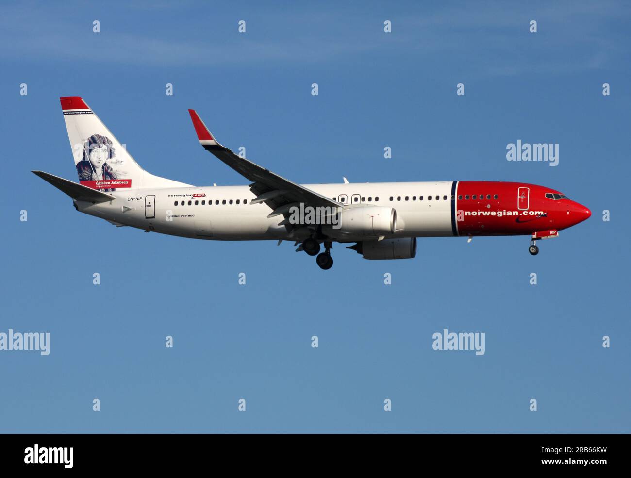 A Boeing 737-800 of Norwegian with a tail livery dedicated to Norwegian ...