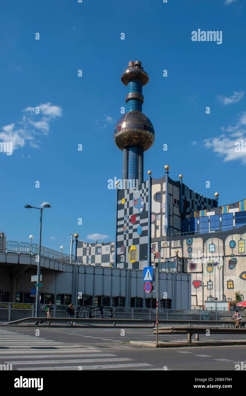 Vienna, Austria, 7 july 2023: The spittelau waste incineration factory ...