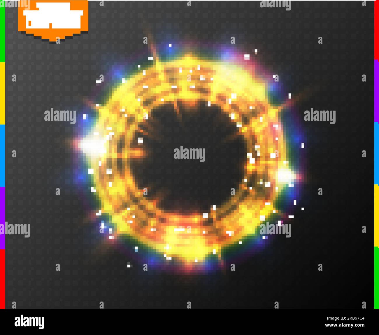 Abstract semitransparent golden light neon line glowing ring with ...