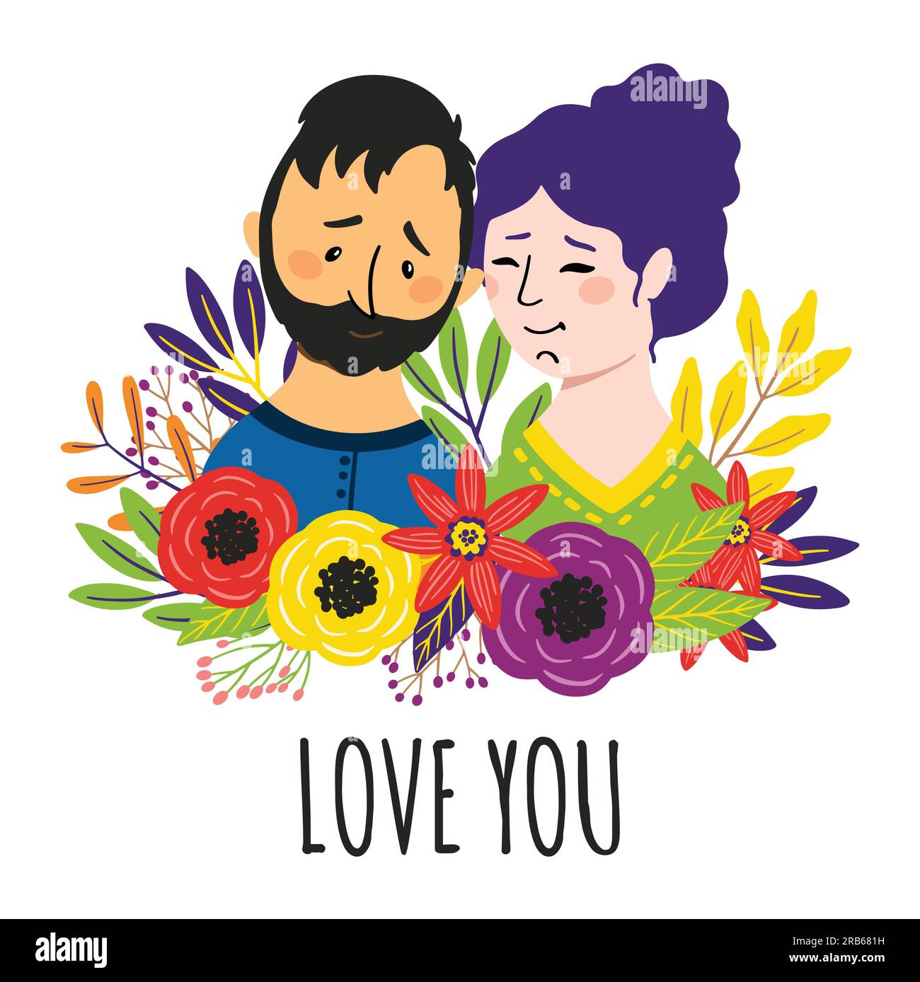 Loving couple illustration hi-res stock photography and images - Alamy