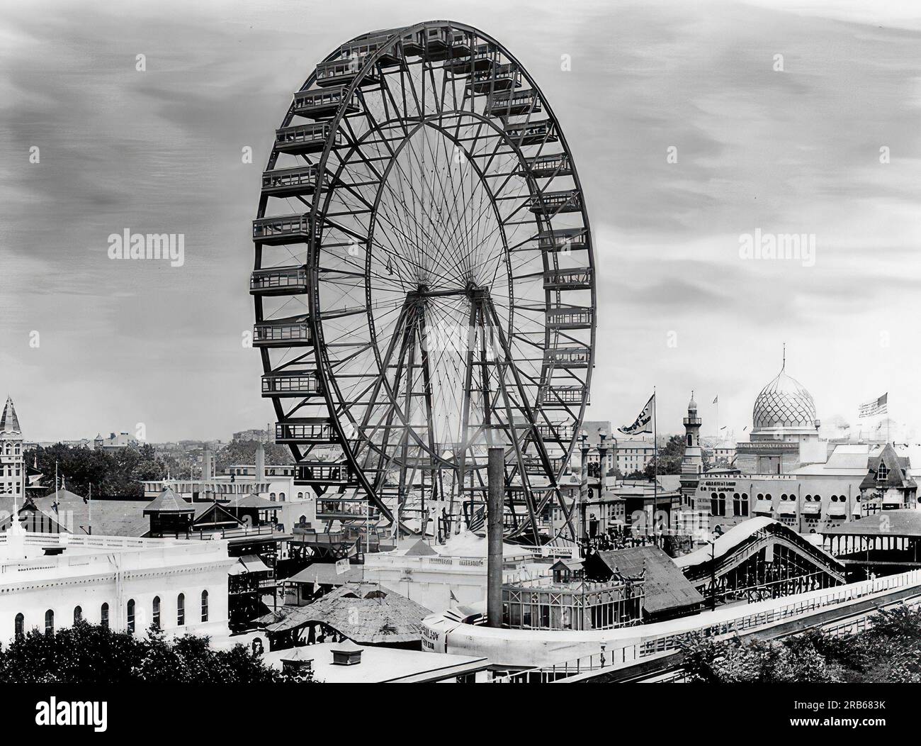 The original Ferris Wheel at the 1893 World Columbian Exposition in ...