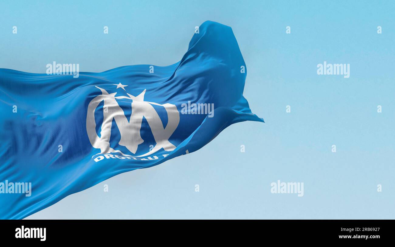 Marseille, FR, June 10 2023; Flag of Olimpique de Marseille football ...