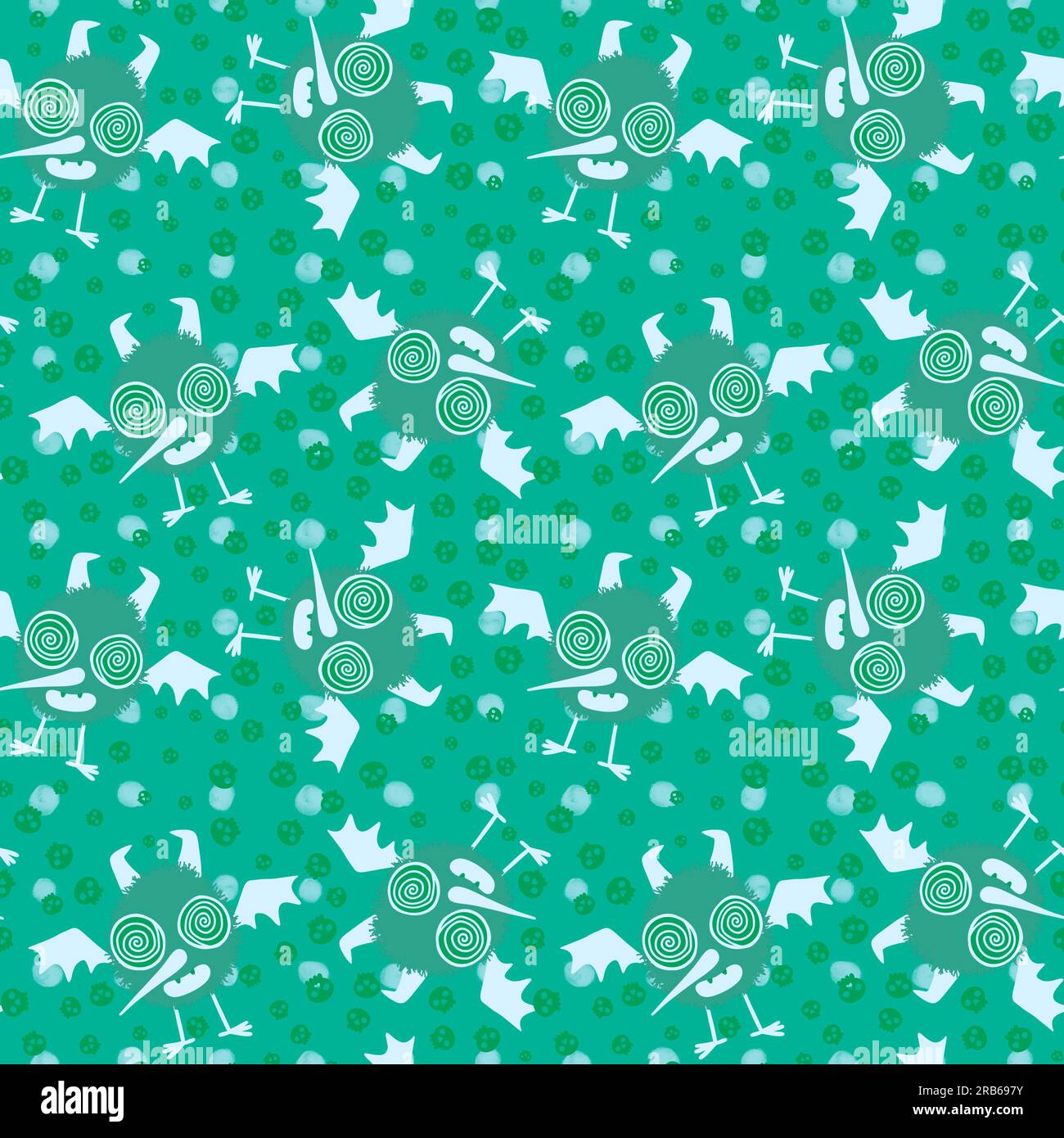 Halloween monsters birds seamless cartoon cute vampire pattern for ...