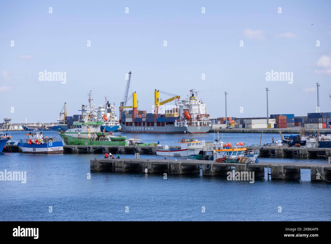 Ponta Delgada, Azores - 10.06.2023: Cargo ships and fishing boats in ...