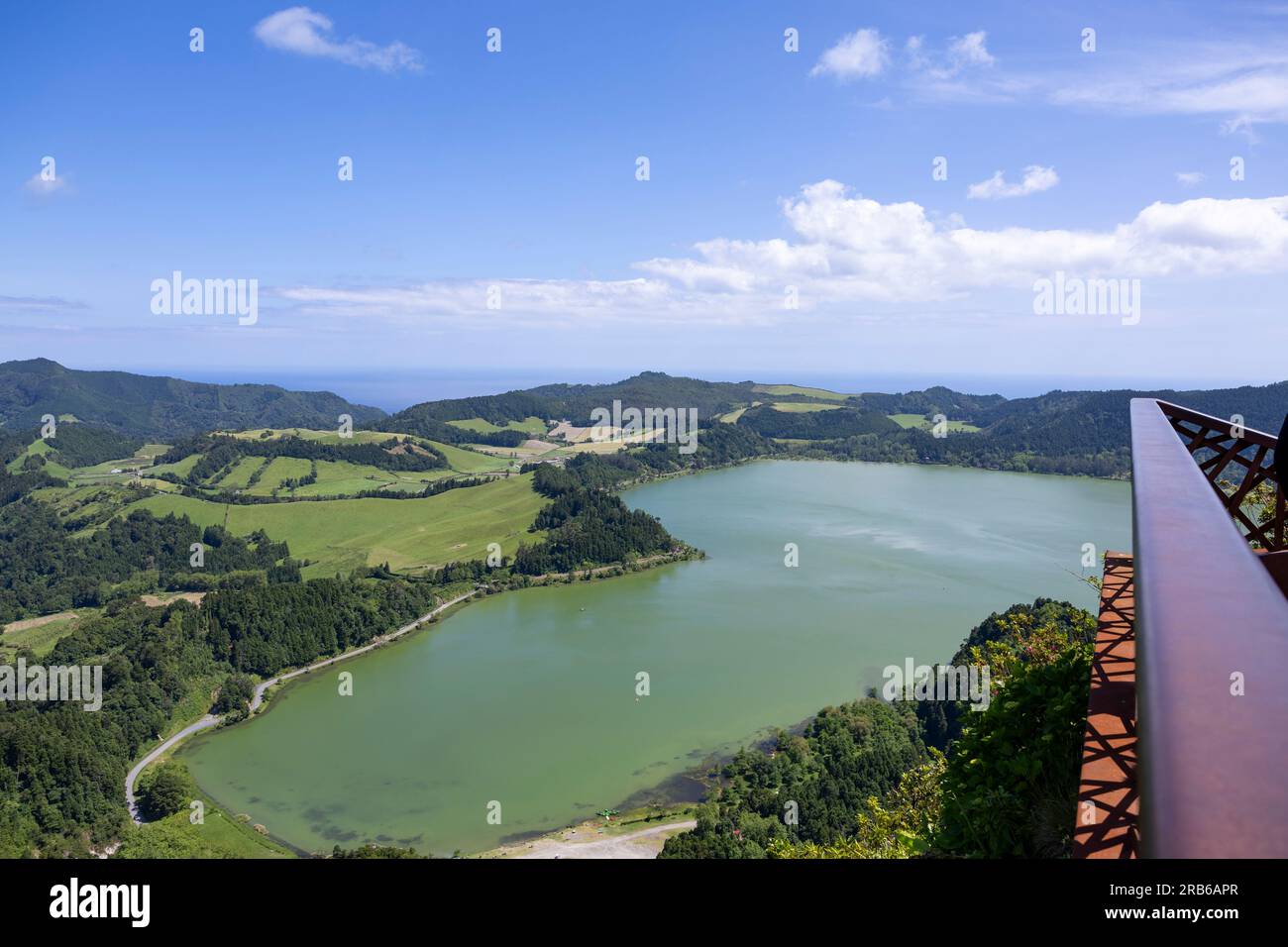 Beautiful Furnas Lake landscape from the view point of " Pico do Ferro ...