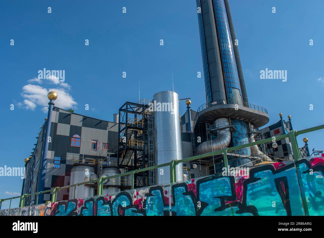Vienna, Austria, 7 july 2023: The spittelau waste incineration factory ...