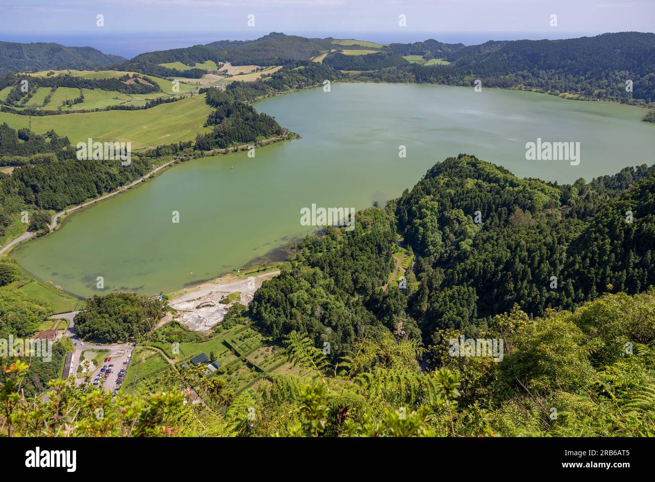 Beautiful Furnas Lake landscape from the view point of " Pico do Ferro ...