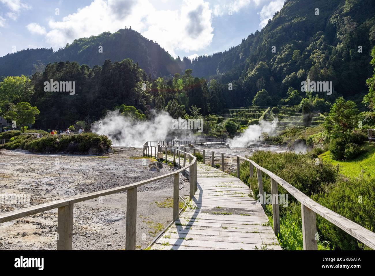 Caldera in Furnas Lake "Lagoa das Furnas". Caldera is a volcanic steam ...