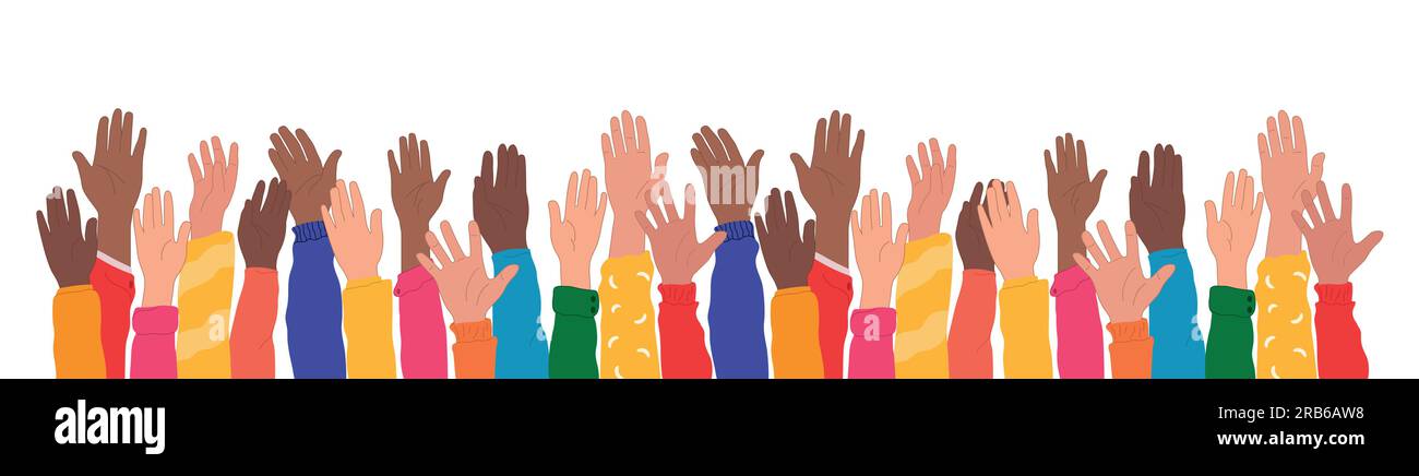 International youth day. Happy LeftHanders Day. Group raised arms of ... International youth day. Happy LeftHanders Day. Group raised arms of ...
