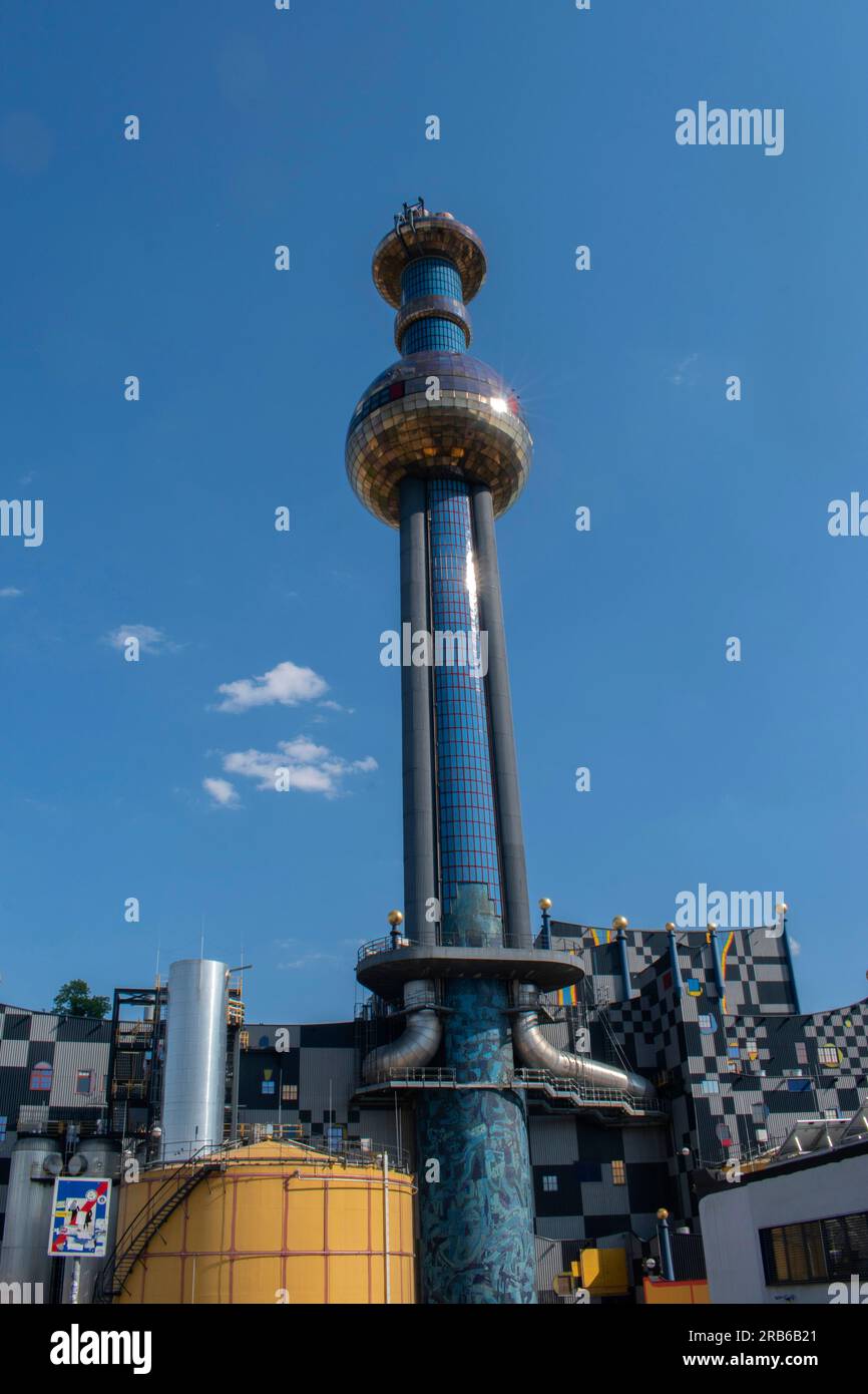 Vienna, Austria, 7 july 2023: The spittelau waste incineration factory ...