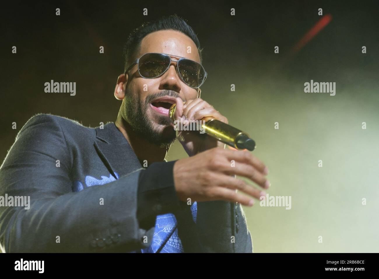 American singer Romeo Santos perform on stage at WiZink Center on July ...