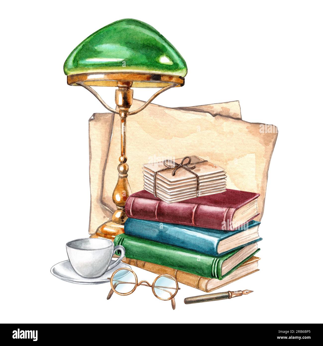 Stack of books. Watercolor hand drawn illustration of stack of books ...