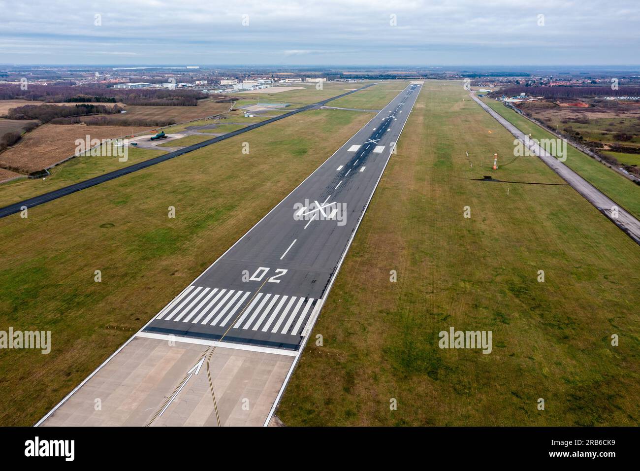 Aerial Image of Runway 02 at Doncaster Sheffield Airport showing ...