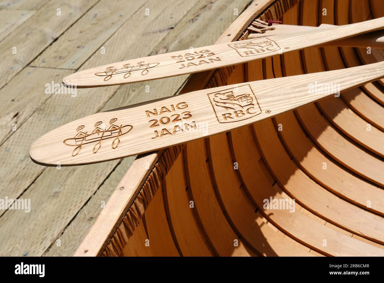 Halifax, Canada. July 2023. Oars with Games logo on part of ceremony ...