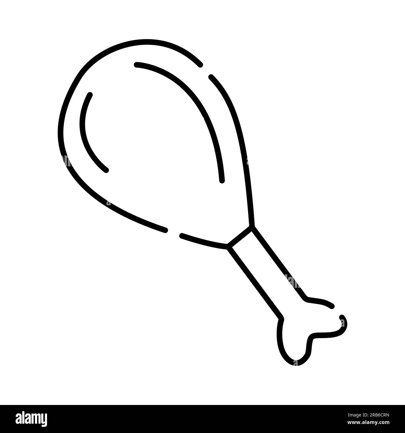 Chicken Drumstick Black And White Vector Line Illustration Stock Vector