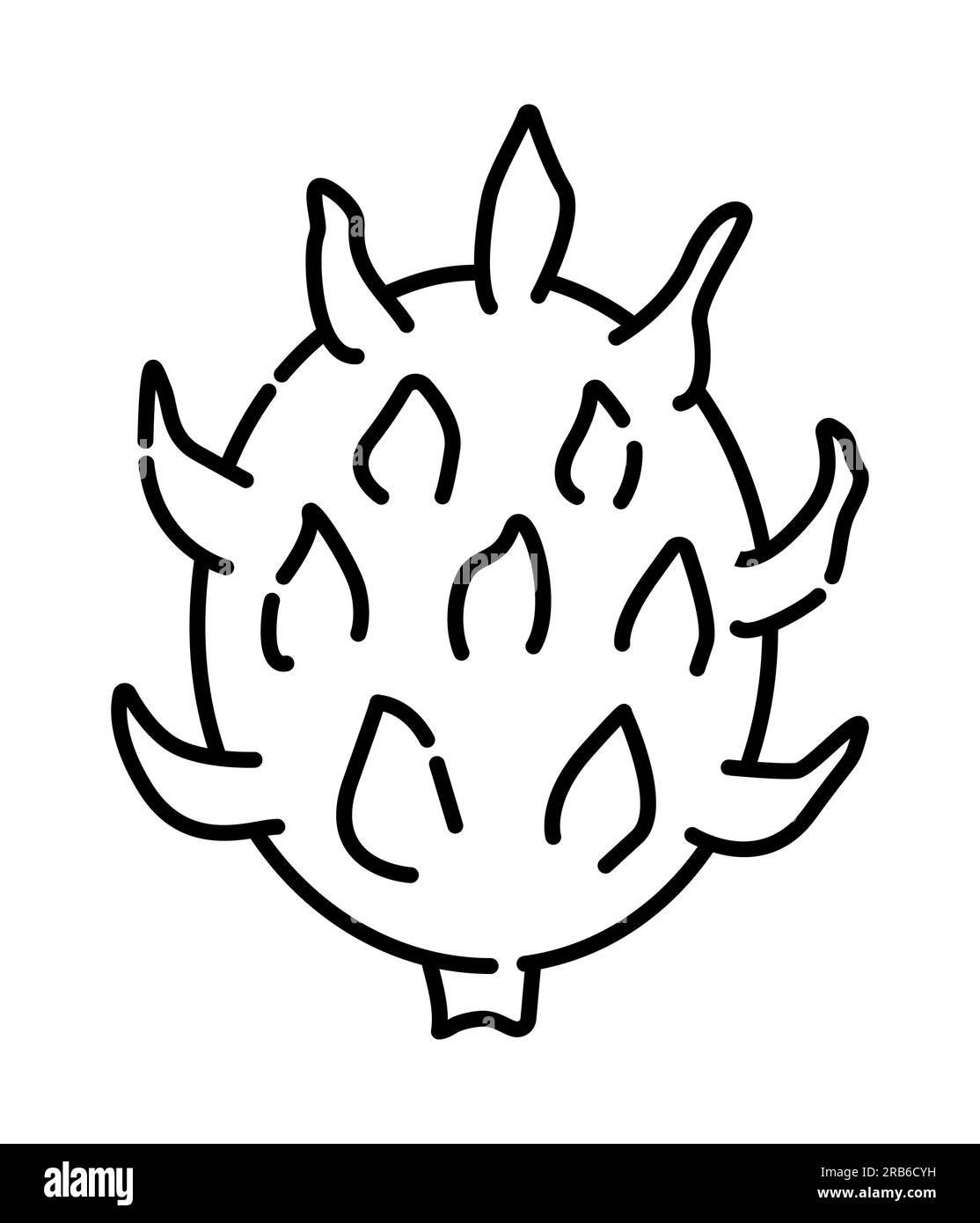 Dragon Fruit Black And White Vector Line Icon Stock Vector Image And Art