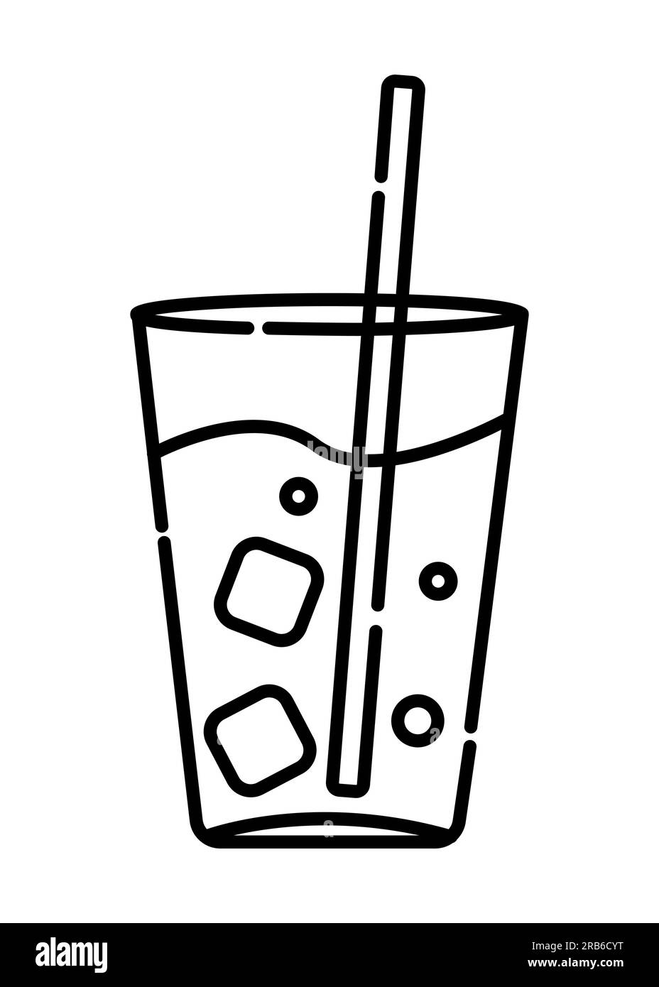 Glass of cold drink black and white vector line icon Stock Vector Image & Art - Alamy