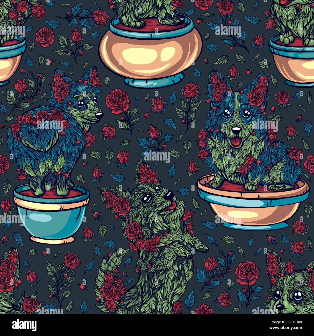 Rose bush in summer Stock Vector Images - Alamy