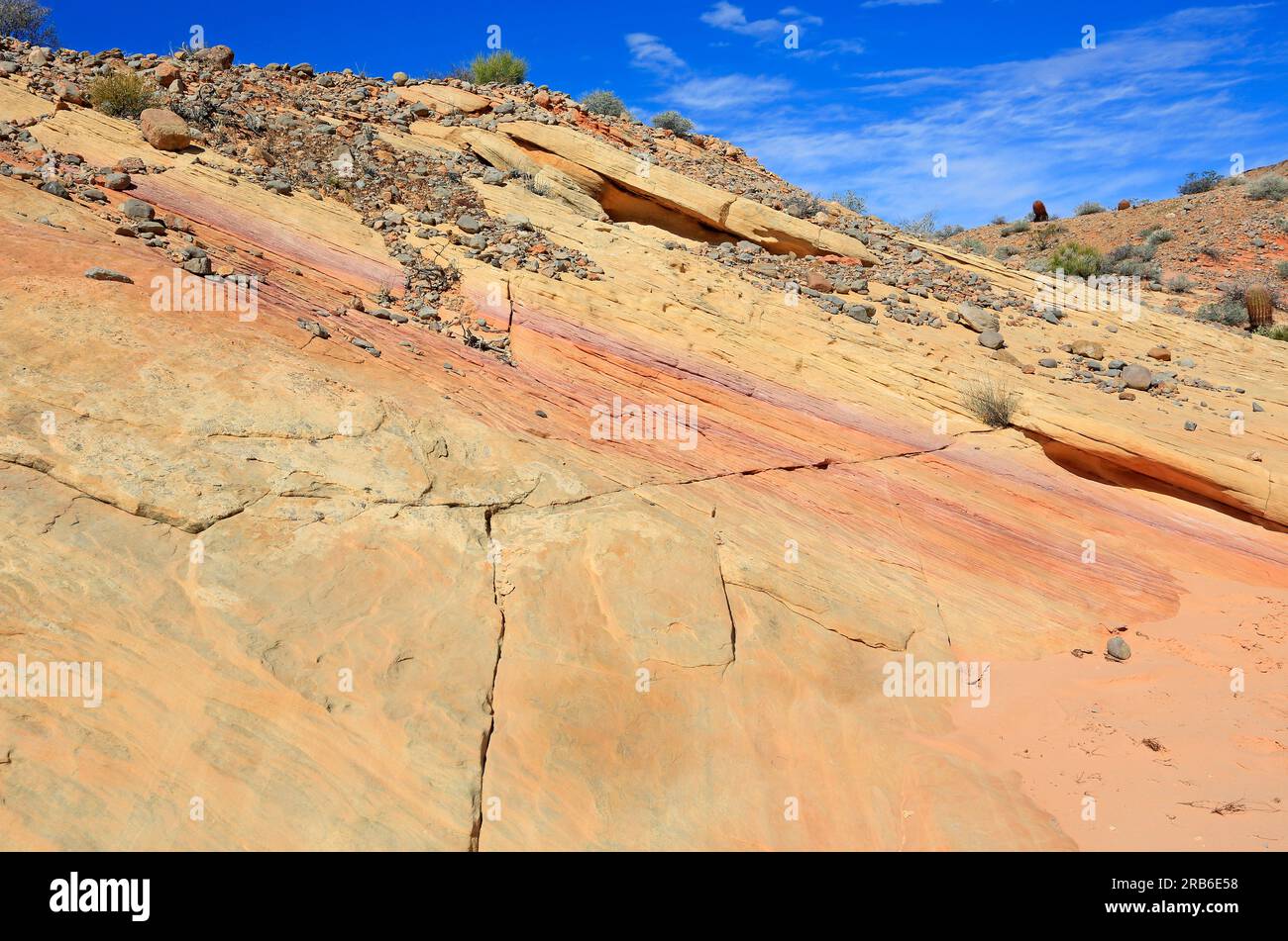 Colorful sandstone slab - Valley of Fire State Park, Nevada Stock Photo ...