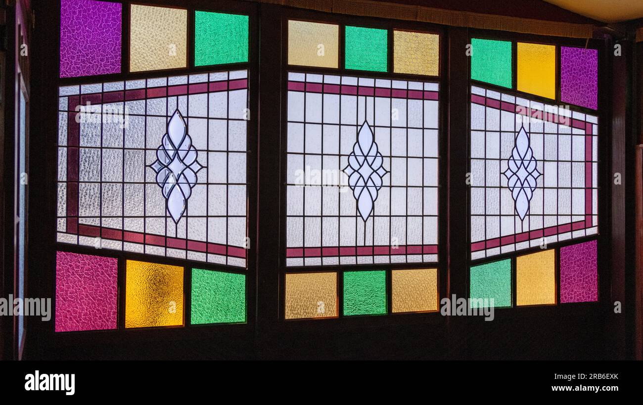 The design inlay glass and stained glass of the entrance to the Cristal ...