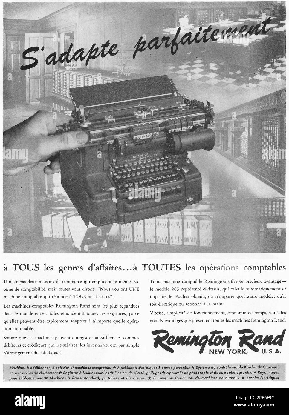 Remington Rand typewriter, calculator, accounting machine advert in a ...
