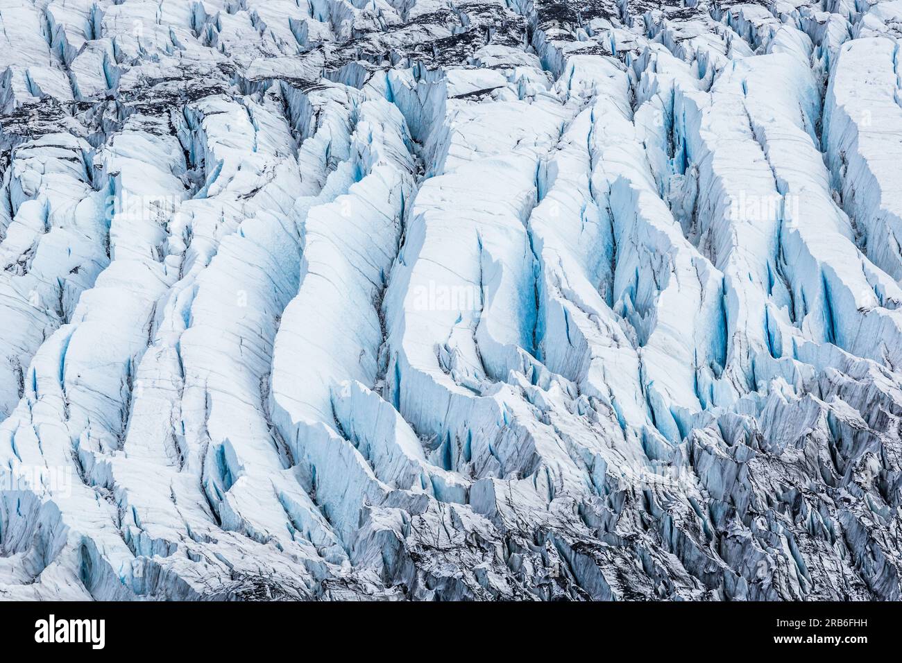 Large crevasses break up the ice of the Matanuska Glacier in Alaska's ...