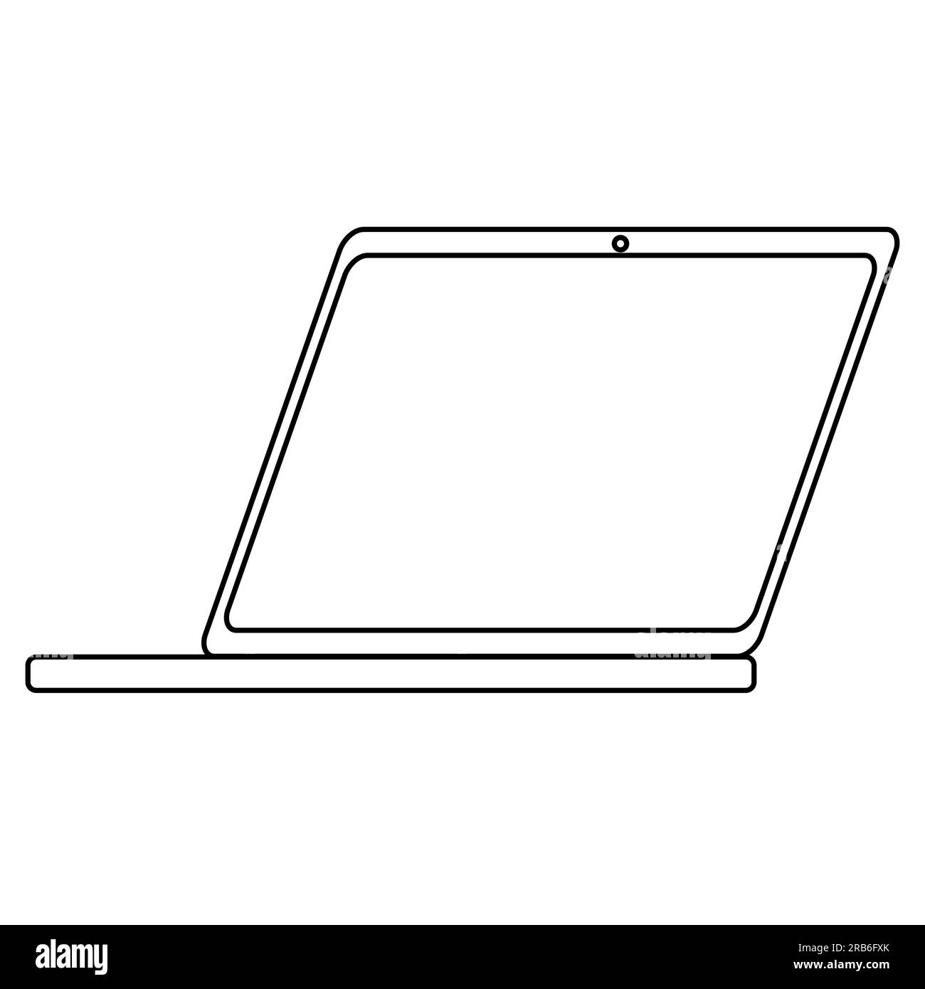 Open laptop with empty screen, doodle style flat vector outline ...