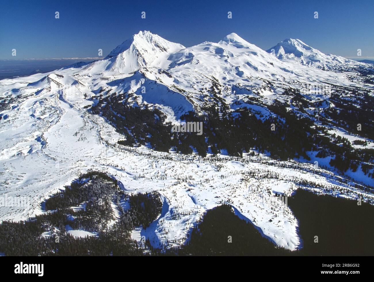 Aerial image of The Three Sisters mountains, Oregon Stock Photo - Alamy