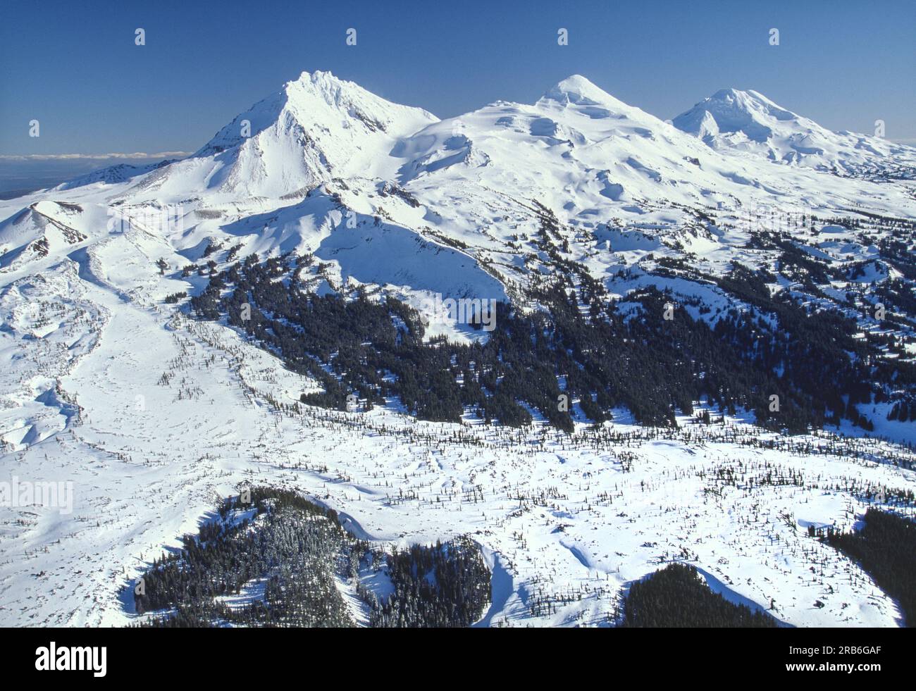 Aerial image of The Three Sisters mountains, Oregon Stock Photo - Alamy