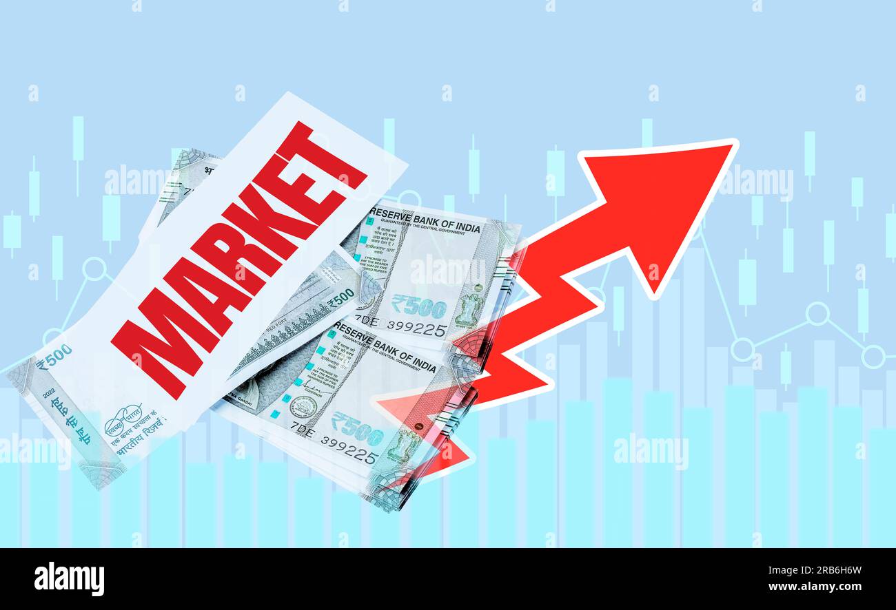 Indian economic boom in Indian stock market and red arrow above shows ...