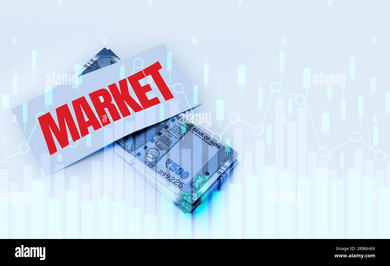 Growth of Indian stock market business chart with Indian currency Stock ...