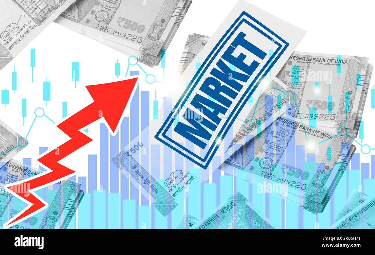 Indian economic boom in Indian stock market and red arrow above shows ...