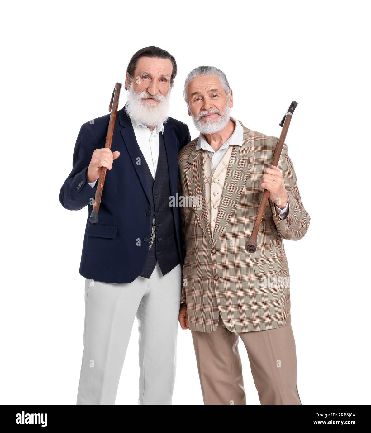 Senior men with walking canes on white background Stock Photo - Alamy