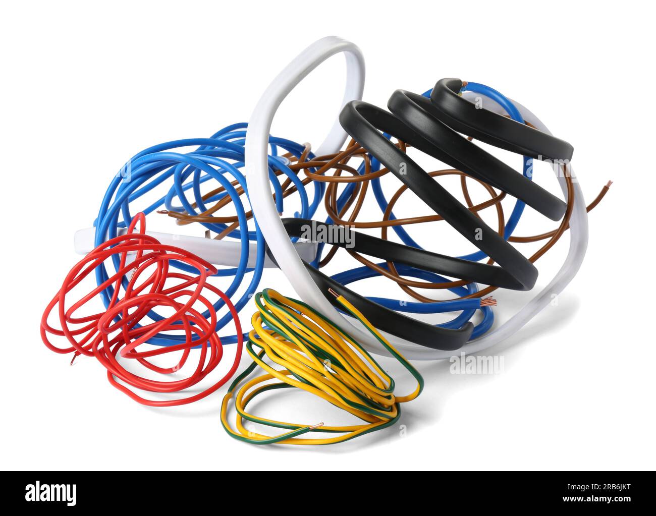 Different new electrical wires isolated on white Stock Photo - Alamy