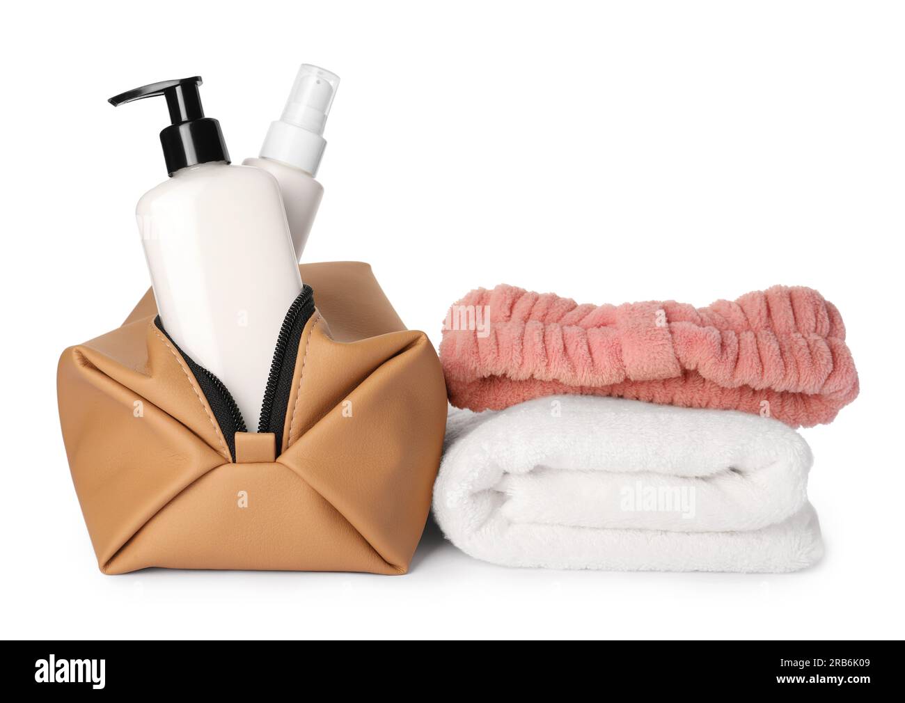 Preparation for spa. Compact toiletry bag and different cosmetic ...