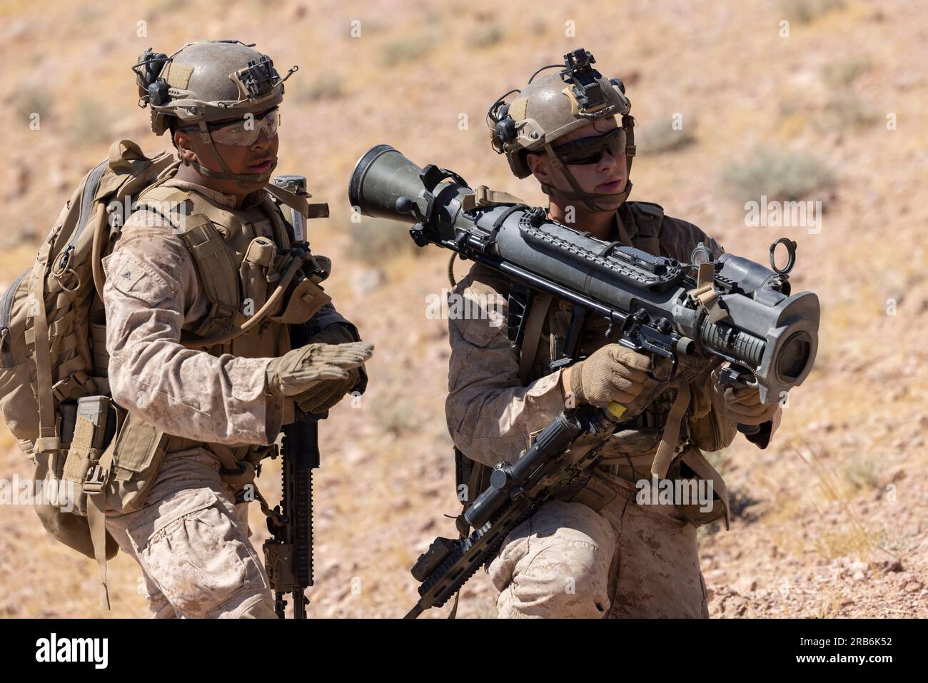 U.S. Marine Corps Lance Cpl. John Eskridge, left, and Lance Cpl ...