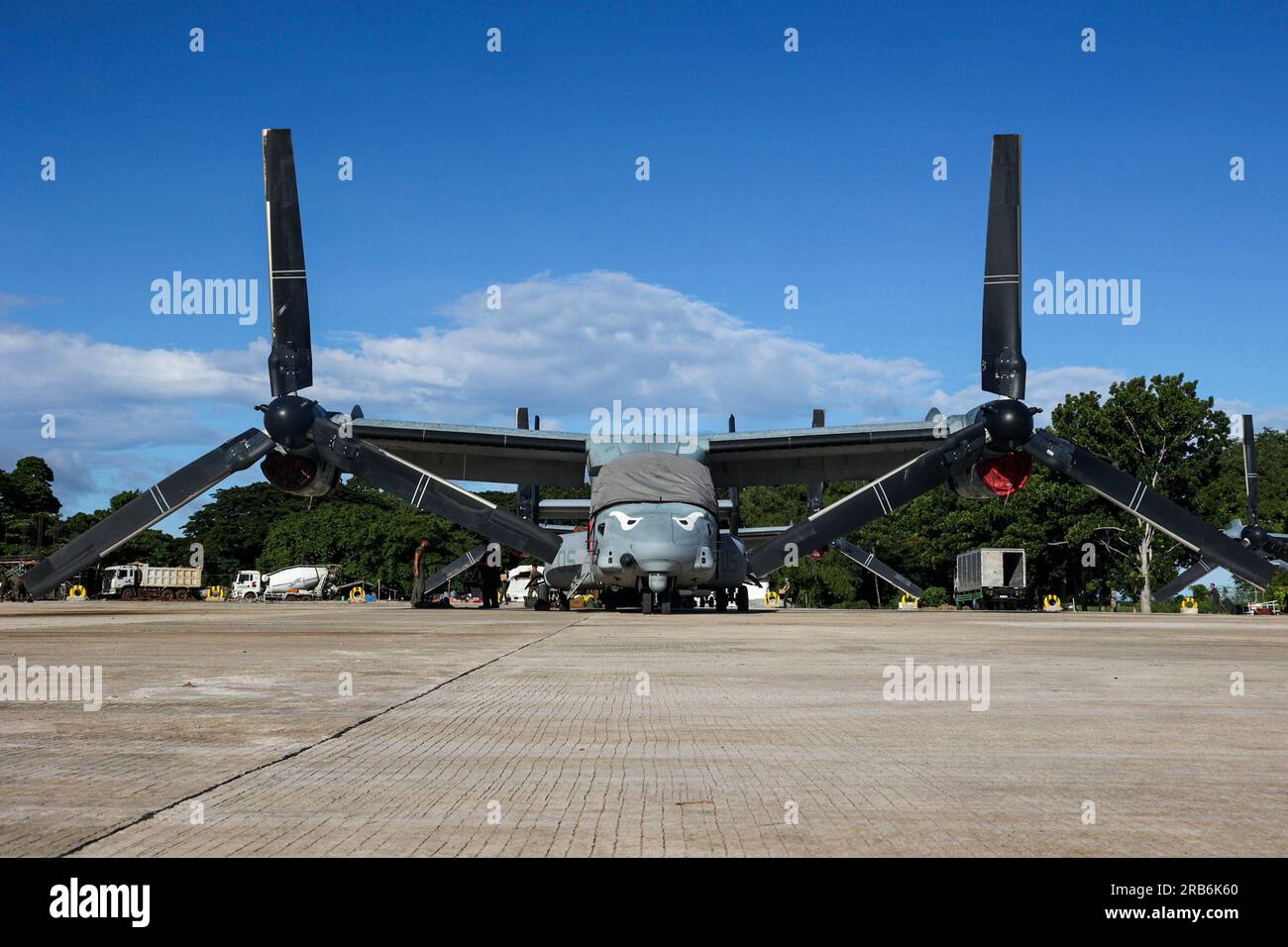 A U.S. Marine Corps MV-22B Ospreys with Marine Medium Tiltrotor ...