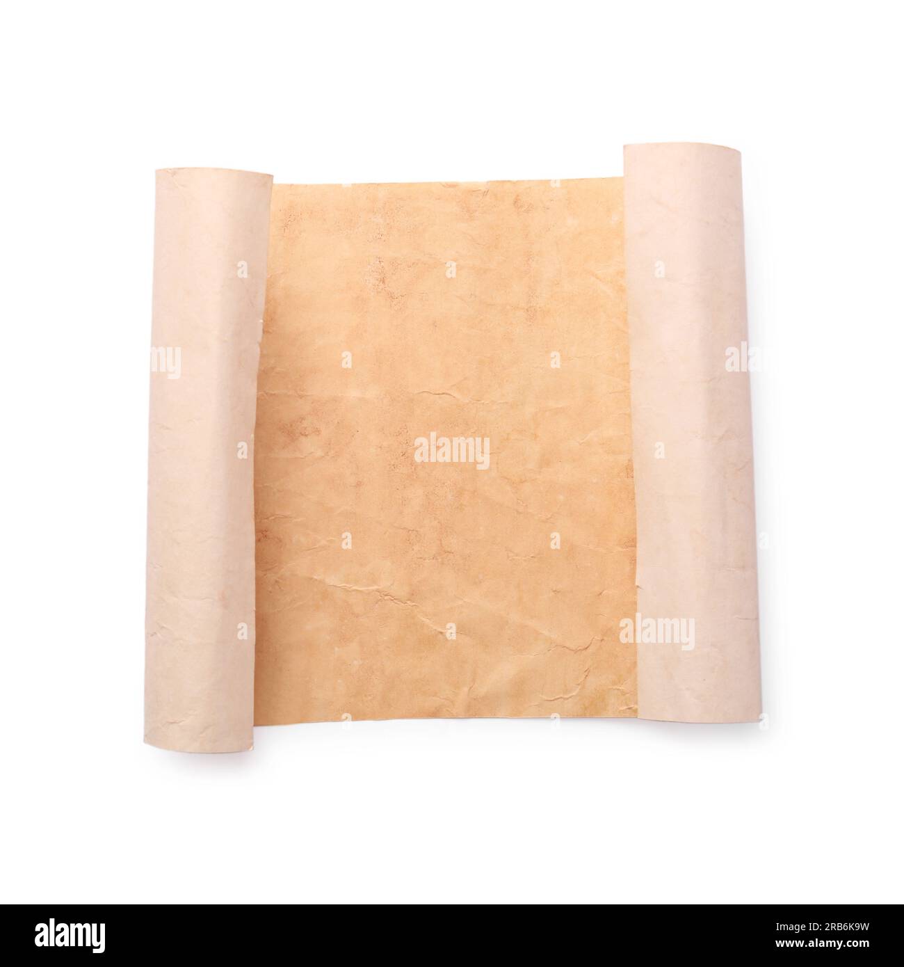 Sheet of old parchment paper on white background, top view Stock Photo ...