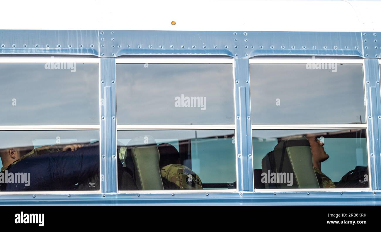 An Airman assigned to the 6th Air Refueling Wing, prepares to depart ...