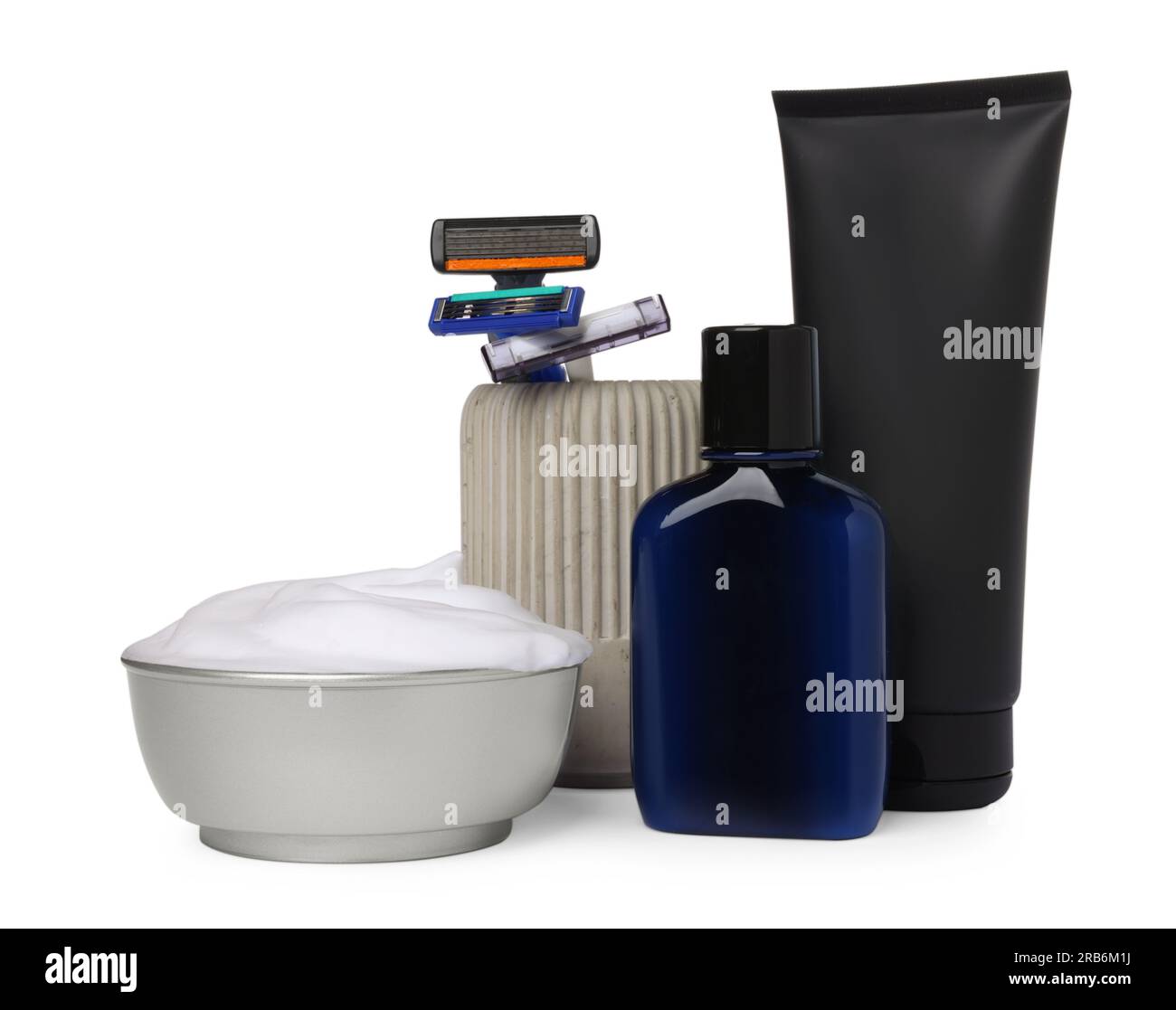 Set of men's shaving accessories on white background Stock Photo - Alamy